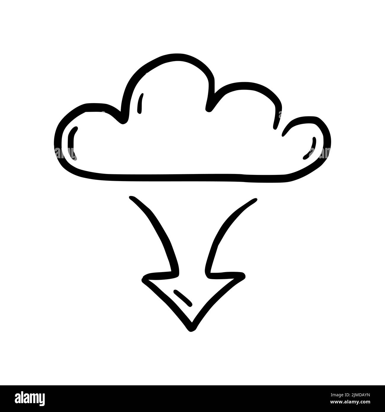 Doodle data server cloud. Hand drawn sketch style cloud, arrow for ...