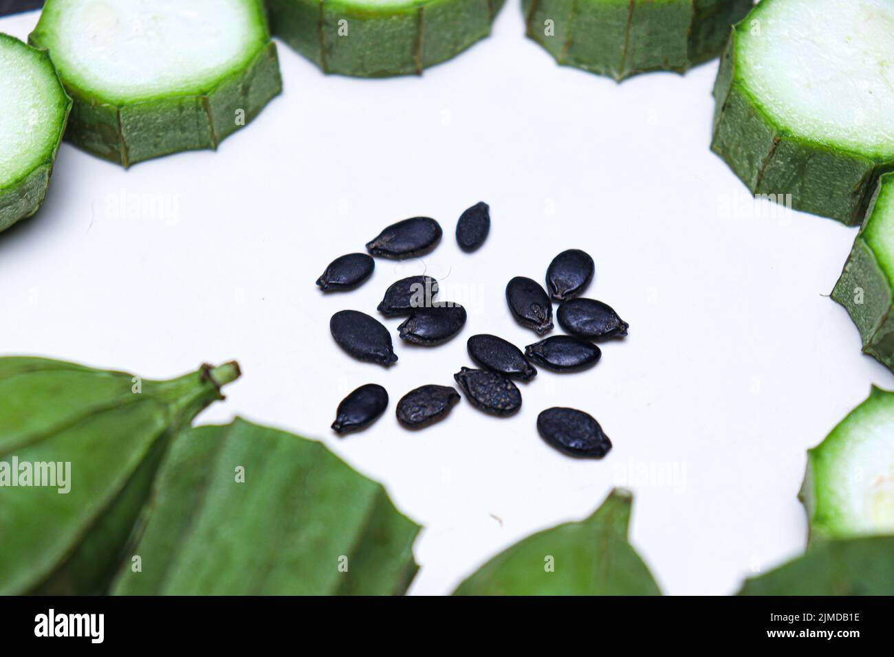 Ridges Gourd stock with seed on farm for farming Stock Photo - Alamy