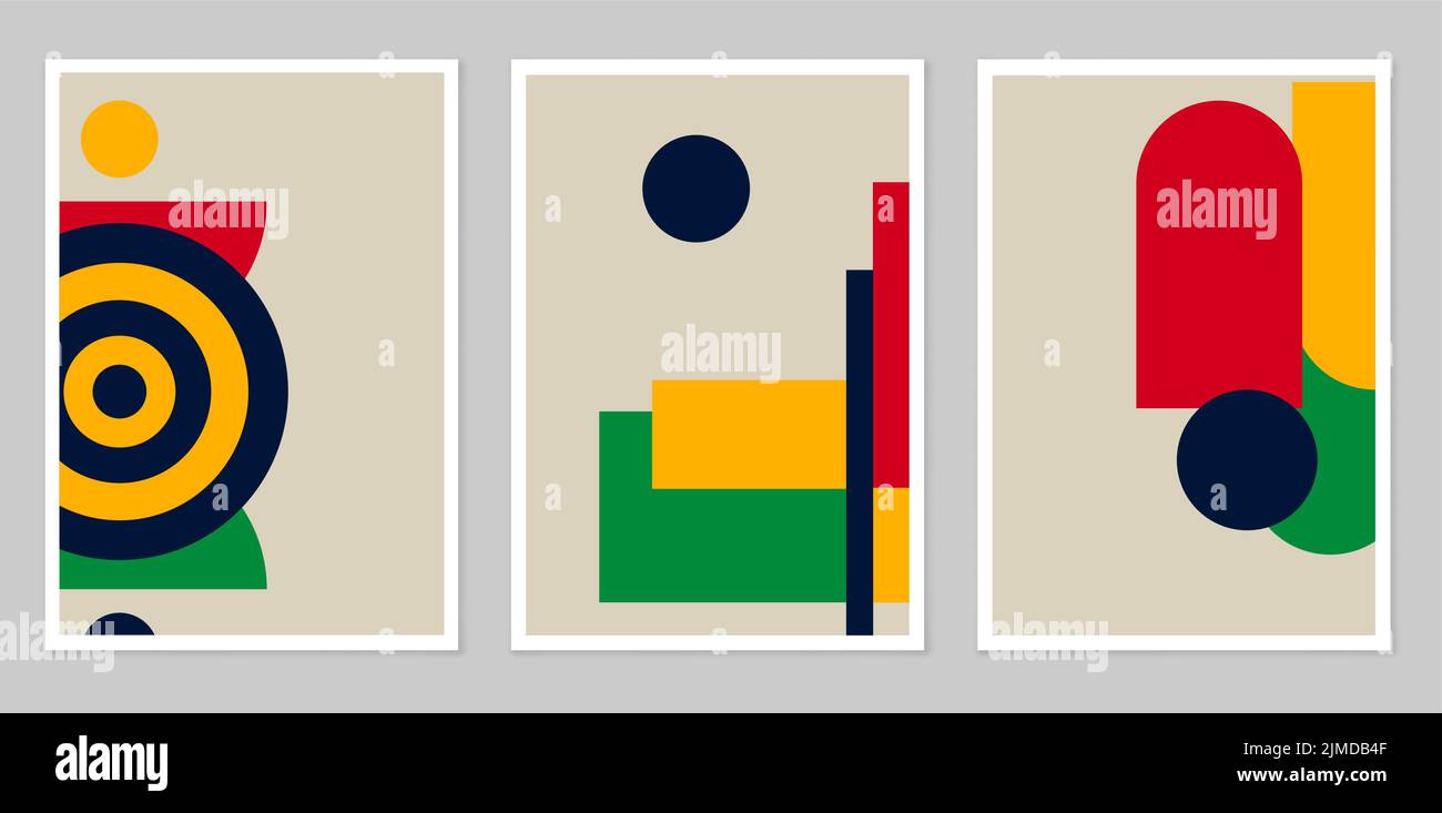 Mid-century wall decor, vector art print. Composition of simple figures ...