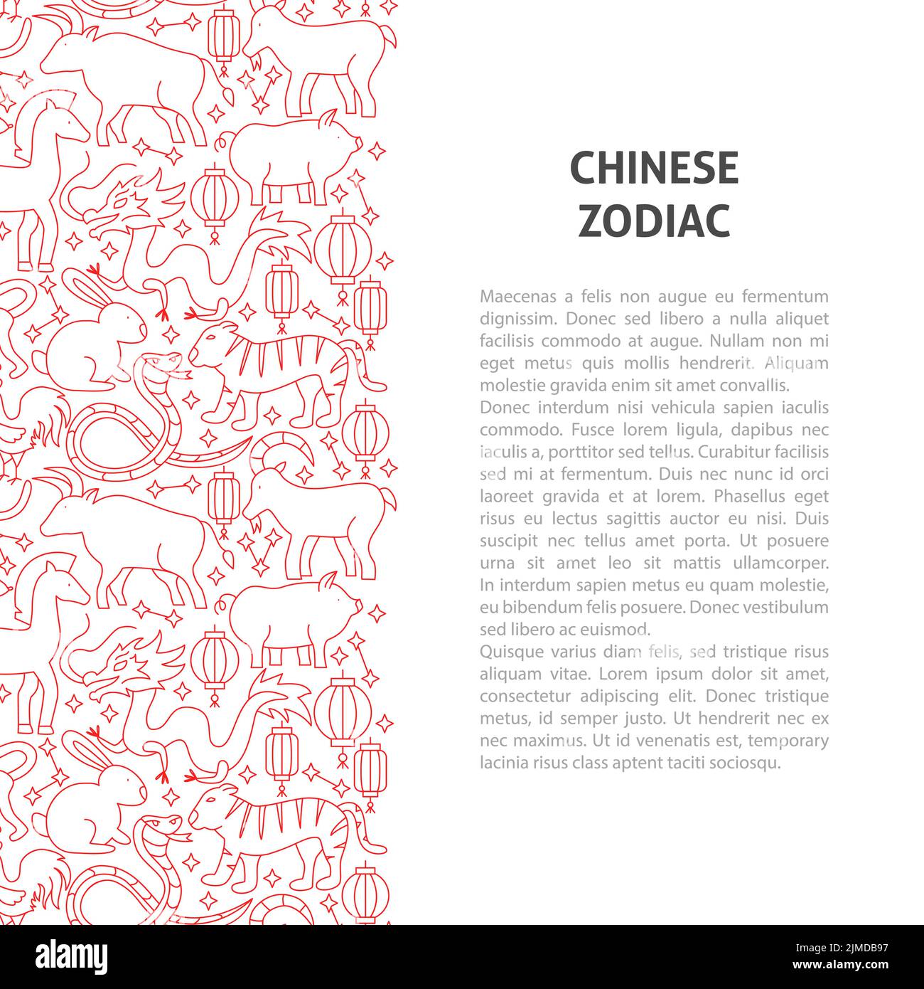 Chinese Zodiac Line Pattern Concept Stock Vector Image & Art - Alamy