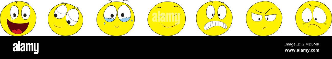 A vector of yellow emojis with different expressions Stock Vector Image ...
