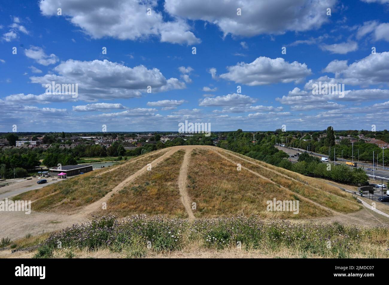 London, UK. 5th Aug 2022. Northala Fields man-made hills created from ...