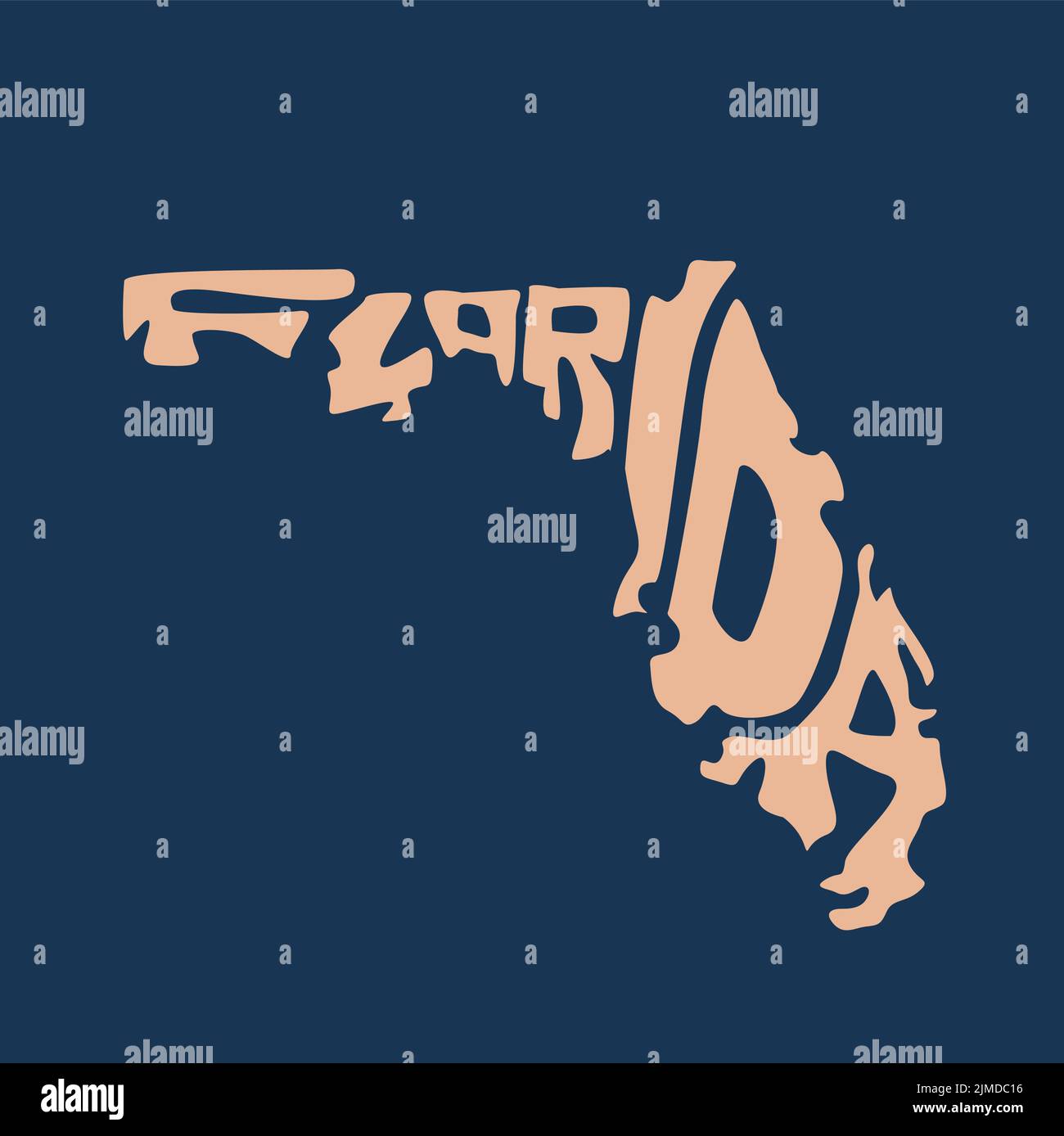 A vector illustration of the word in Florida in the shape of the state ...