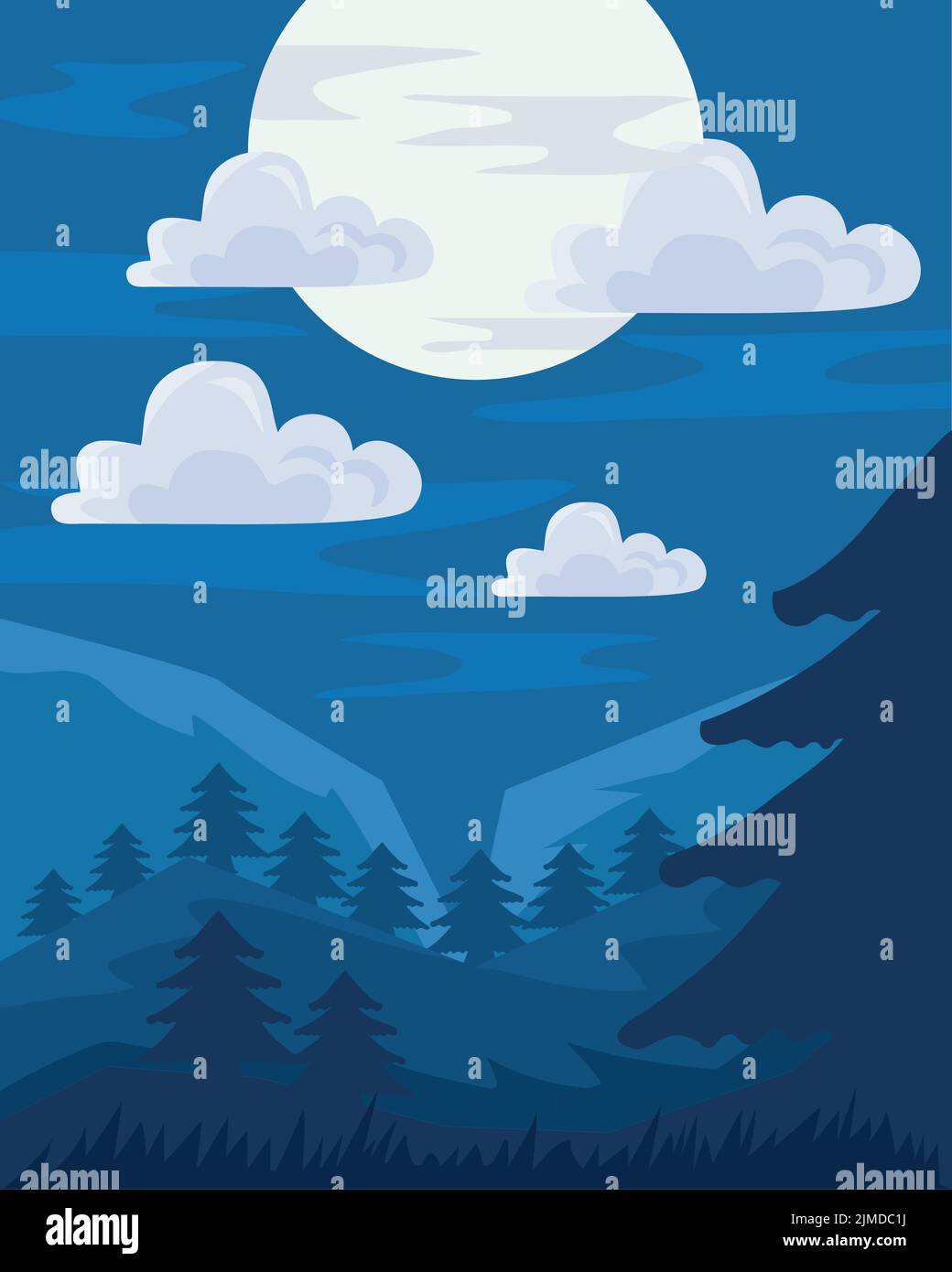 forest night landscape with moon Stock Vector Image & Art - Alamy