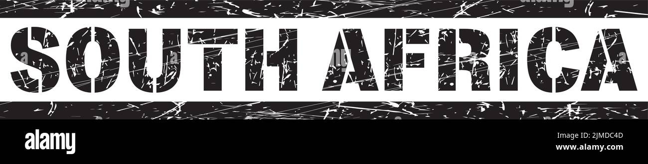 A vector illustration of the words "South Africa" written in black on a ...