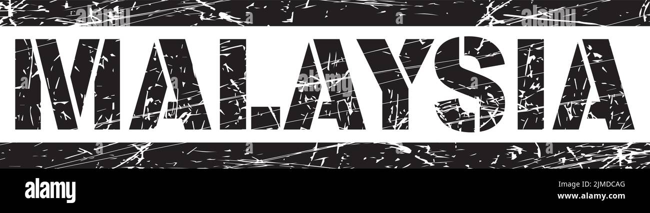 A vector illustration of the black text "Malaysia" on the white ...