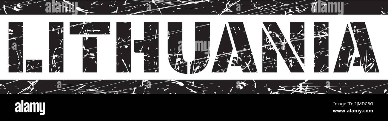 A vector illustration of the black text "Lithuania" on the white ...