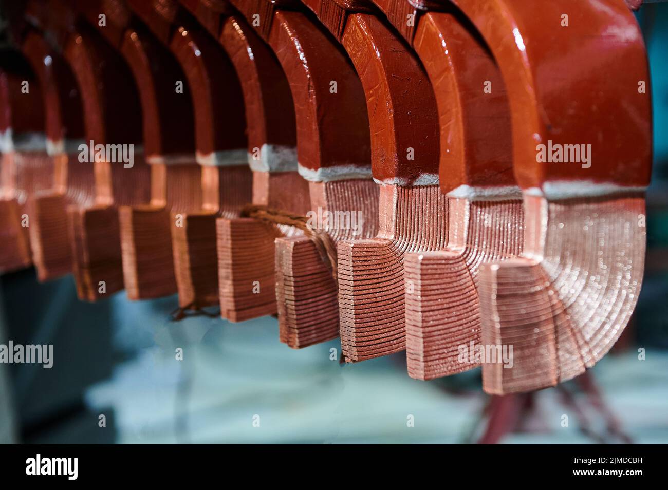 Copper bus elements of stator winding of electric motor Stock Photo - Alamy