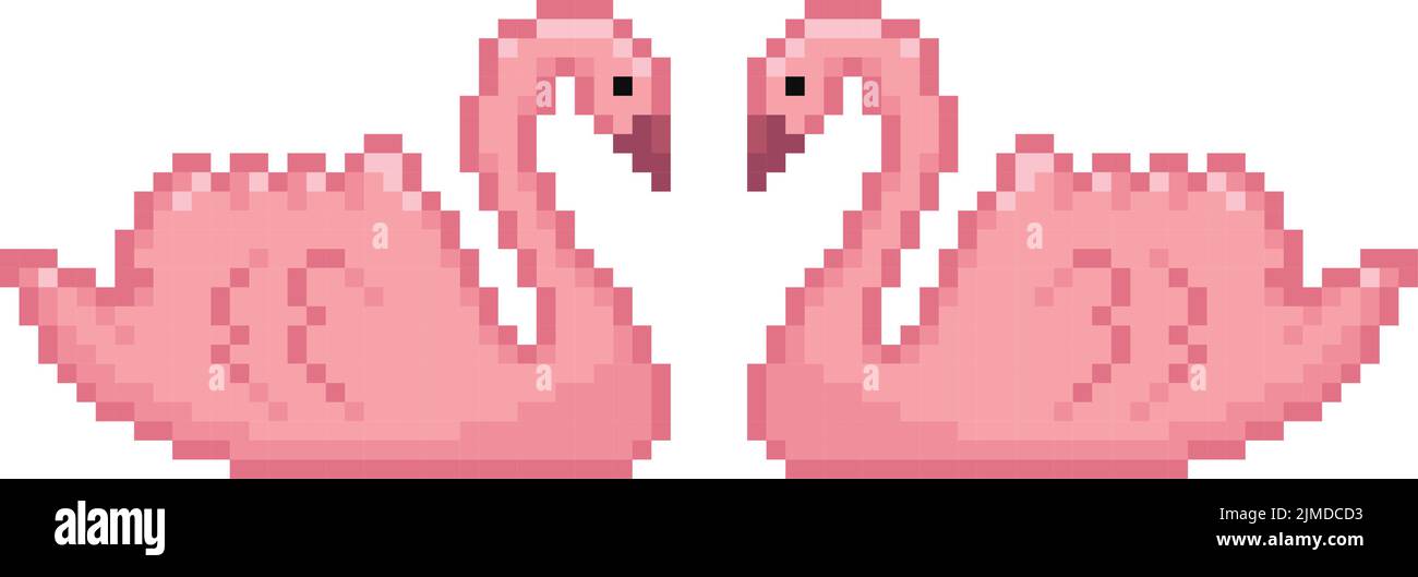 A Pink Swan couple pixel vector illustration Stock Vector Image & Art ...