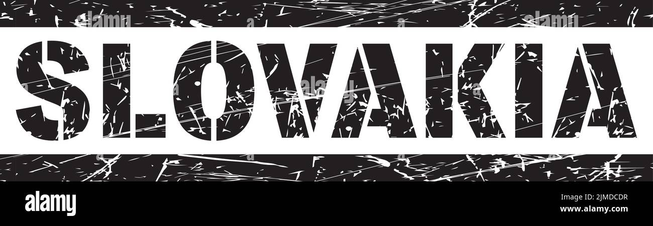 A vector illustration of the word "Slovakia" written in black on a ...