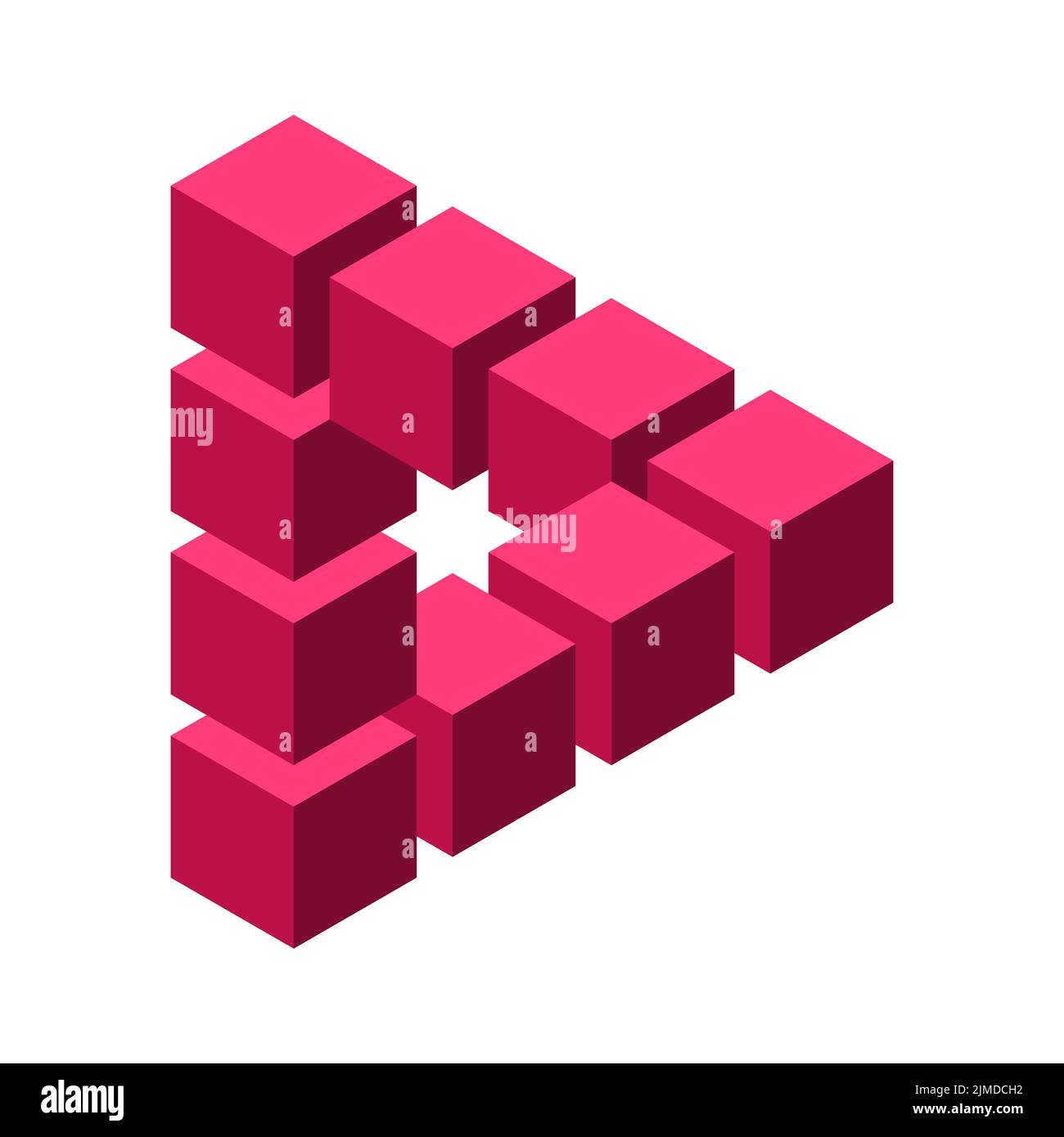 Impossible triangle made of cubes. Reutersvard optical illusion. Visual ...