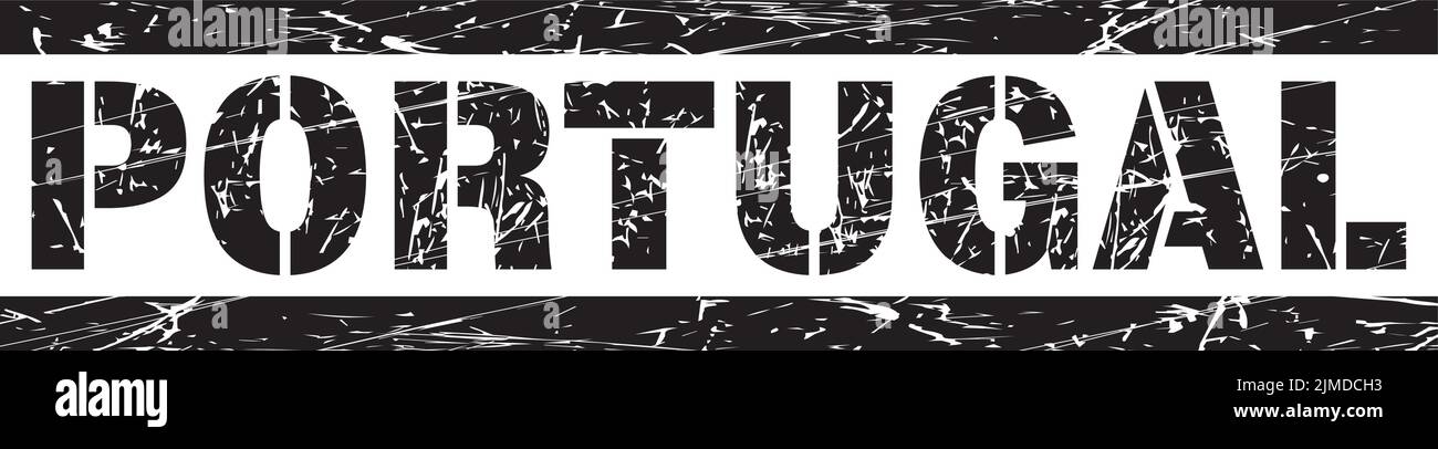 A vector illustration of the black text "Portugal" on the white ...
