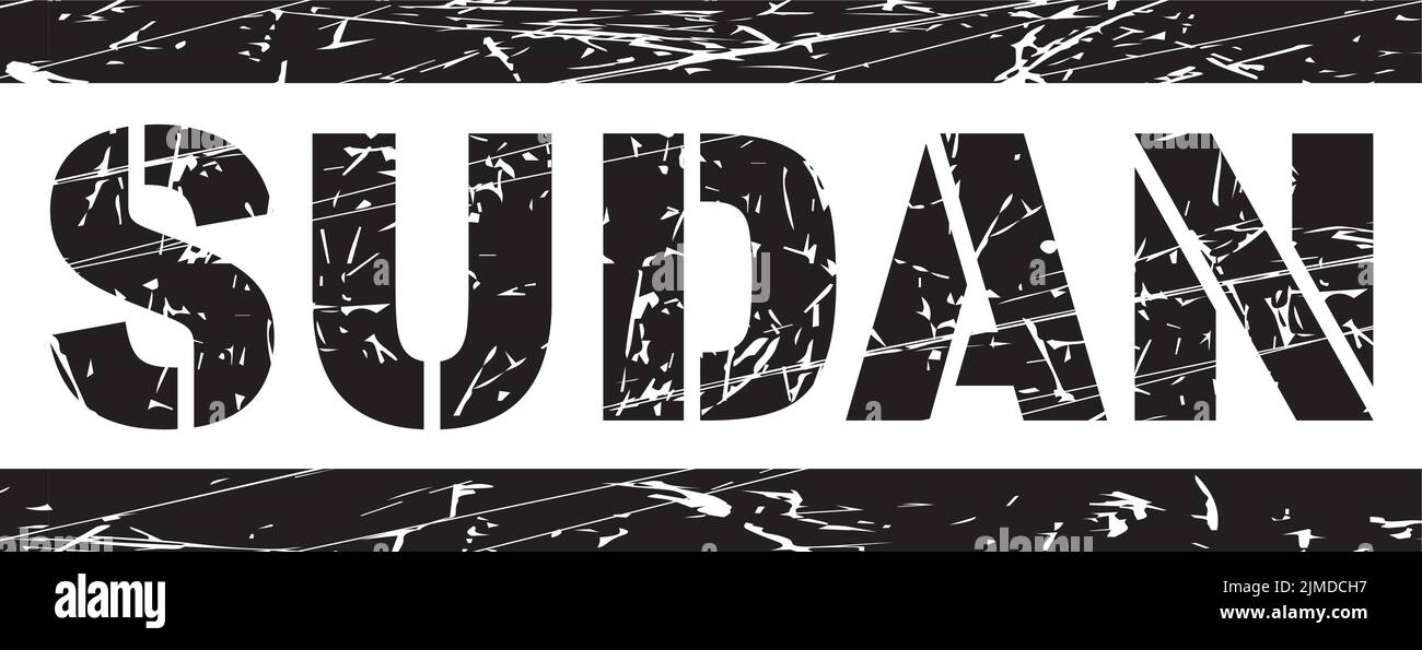 A vector illustration of the word "Sudan" written in black on a white ...