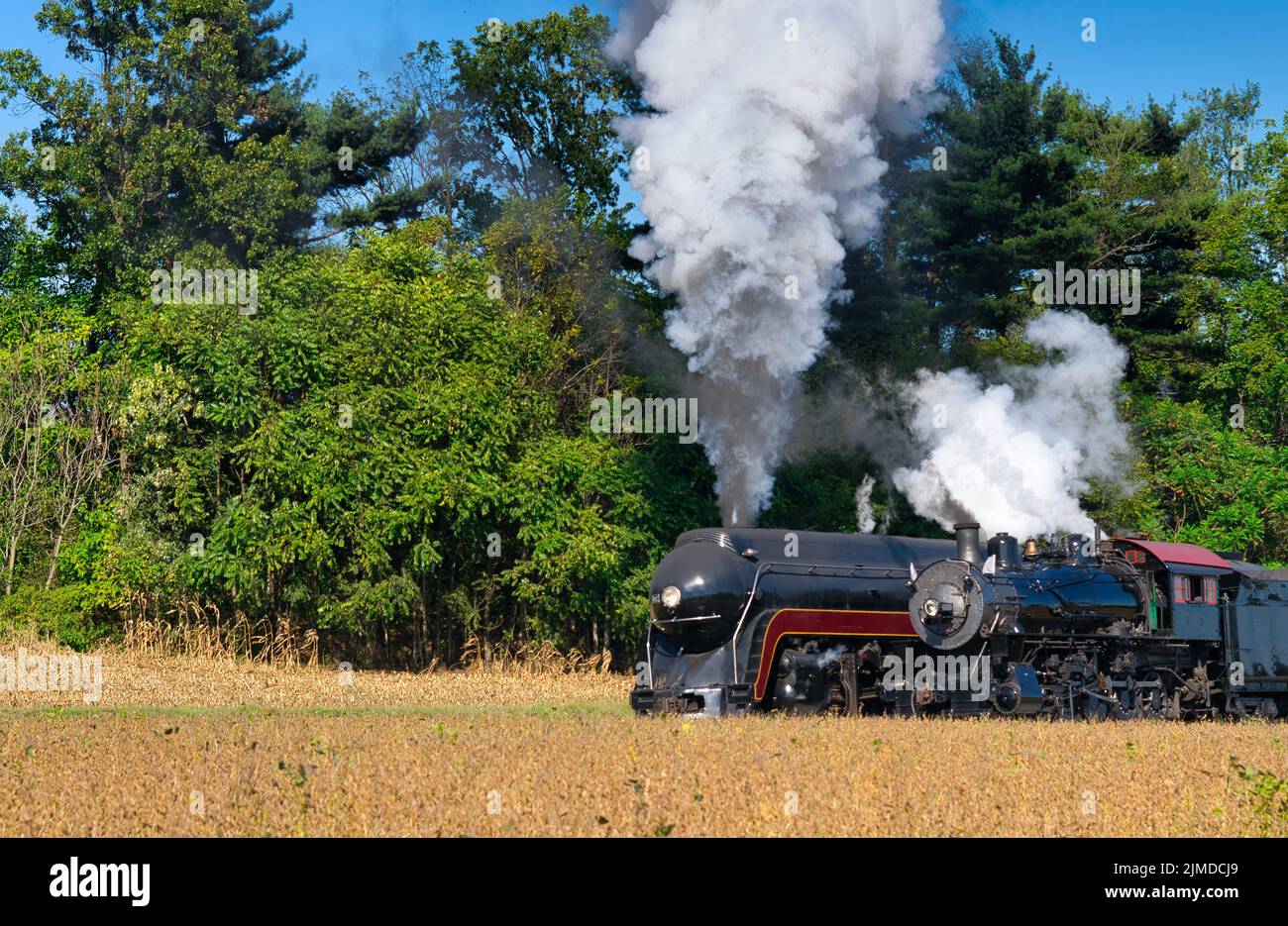 2 Antique Steam Freight Train Puffing Smoke and Steam Stock Photo - Alamy