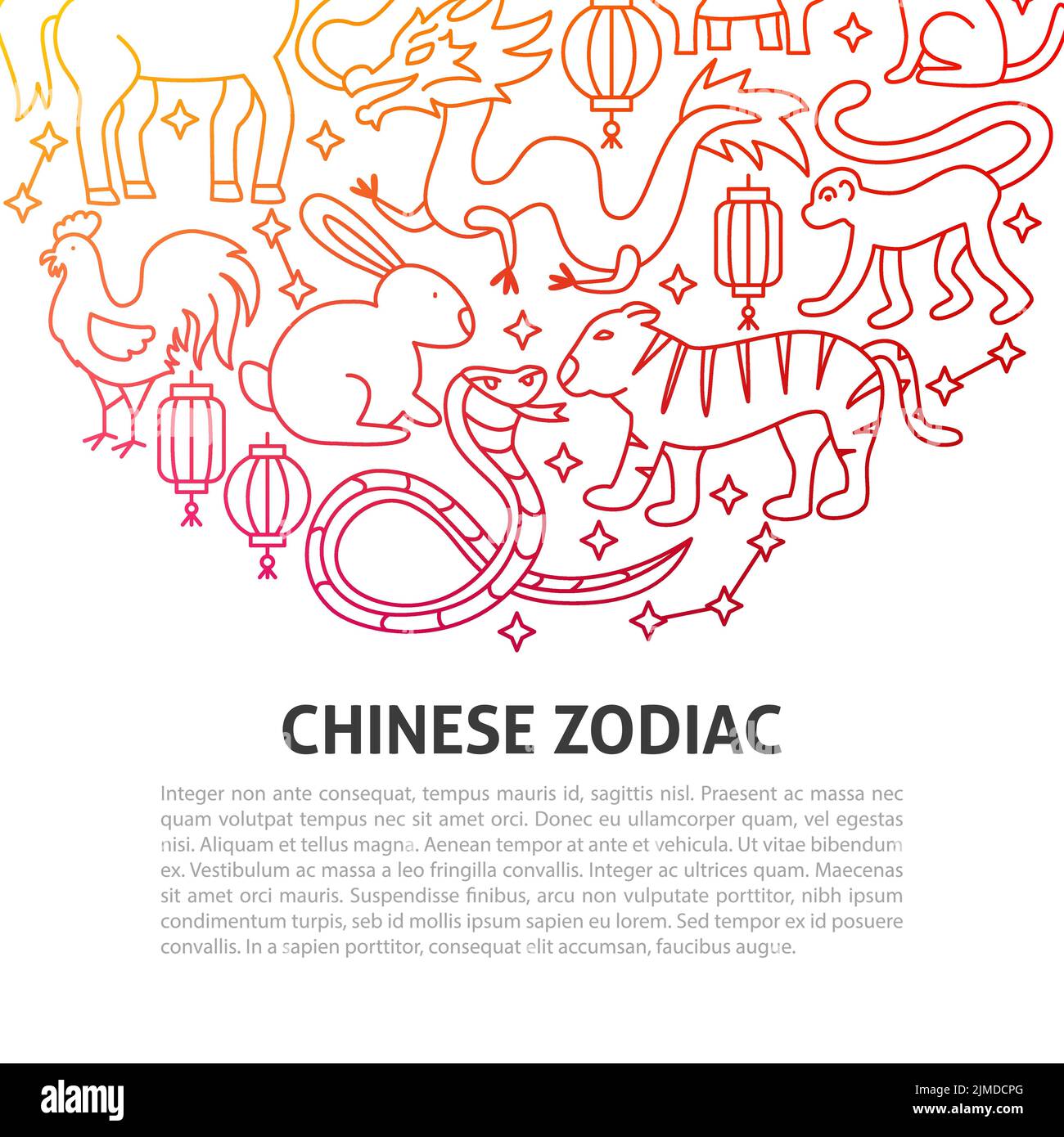 Chinese Zodiac Line Concept Stock Vector Image & Art - Alamy