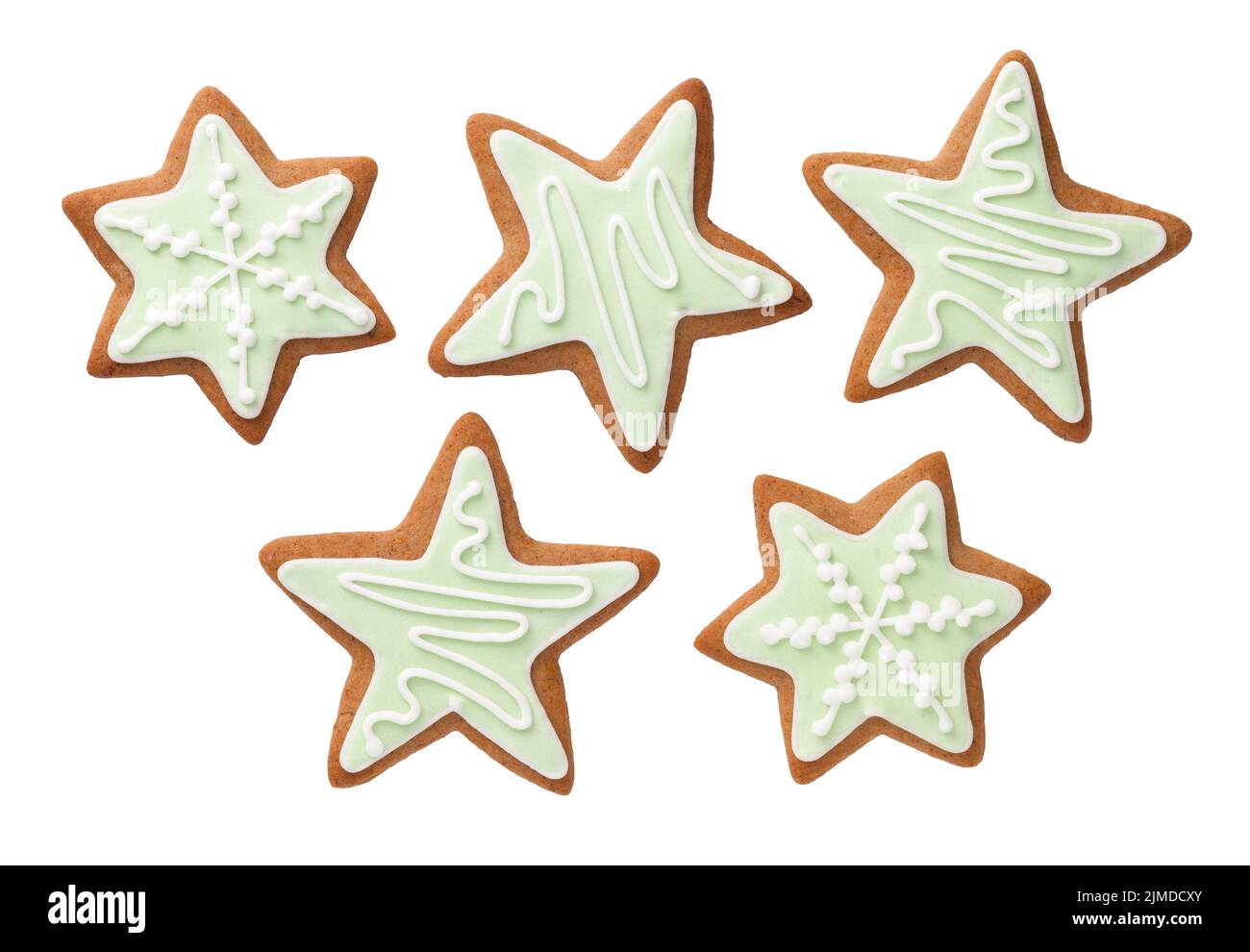 Gingerbread Star Cookies With Green Icing Stock Photo - Alamy