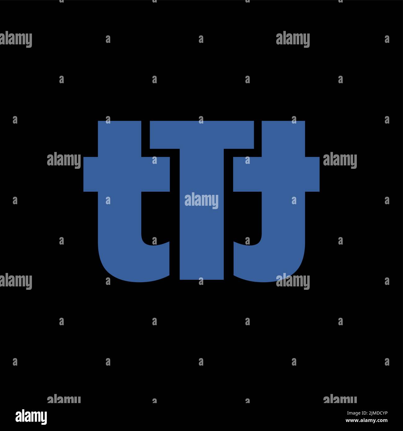 A vector of a logo with two small and one big blue letters T isolated ...