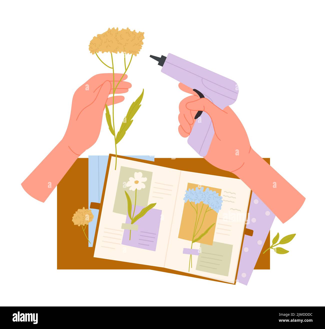 Creative plants workshop. Handmade home art, handcraft work process ...