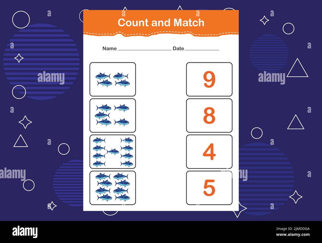 Count and match with the correct number. Matching education game. Count ...