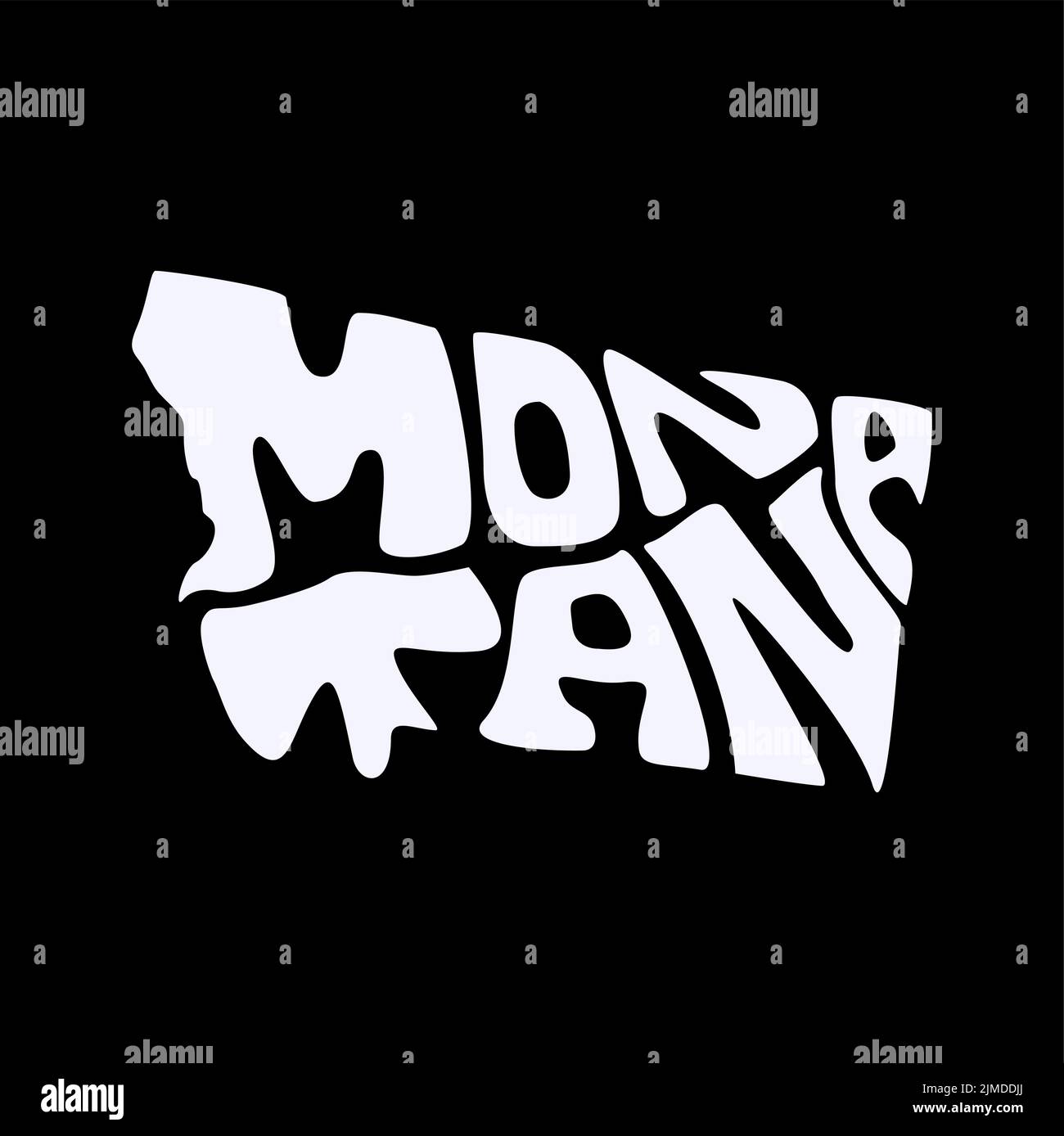 A white text of Montana state map designed on black background, Montana ...