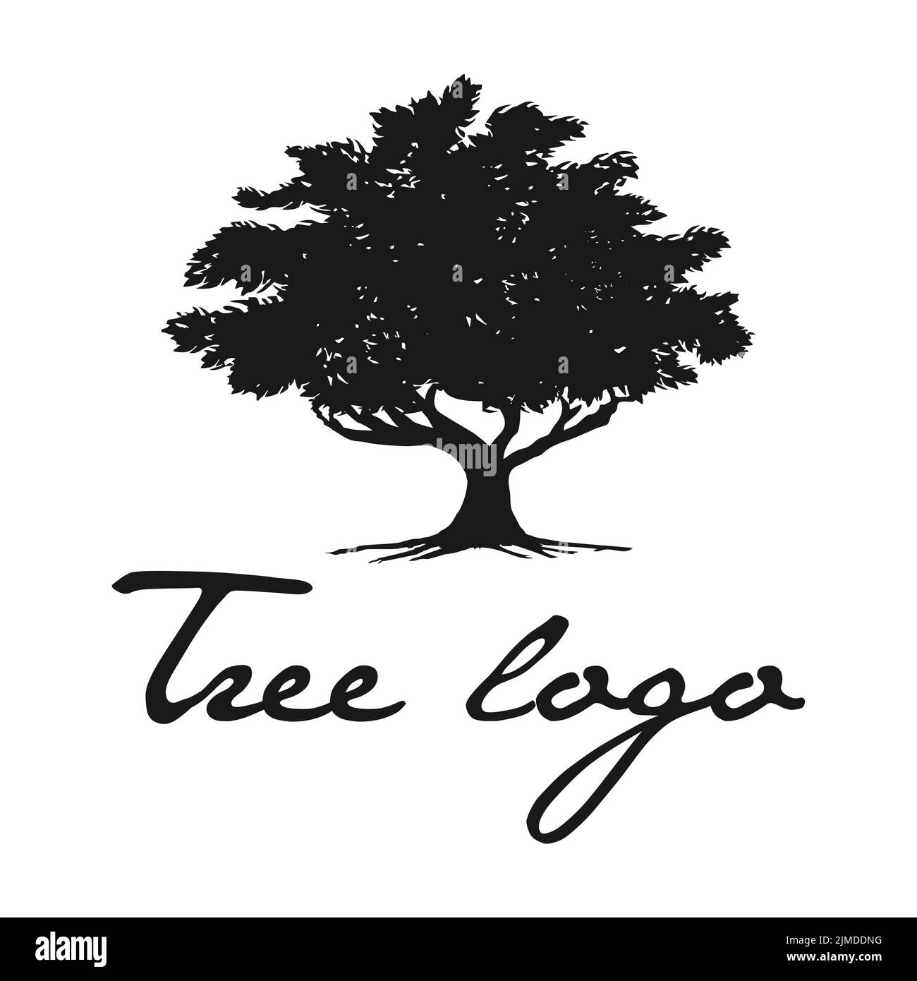 A vector illustration of a silhouette of a tree logo on a white ...
