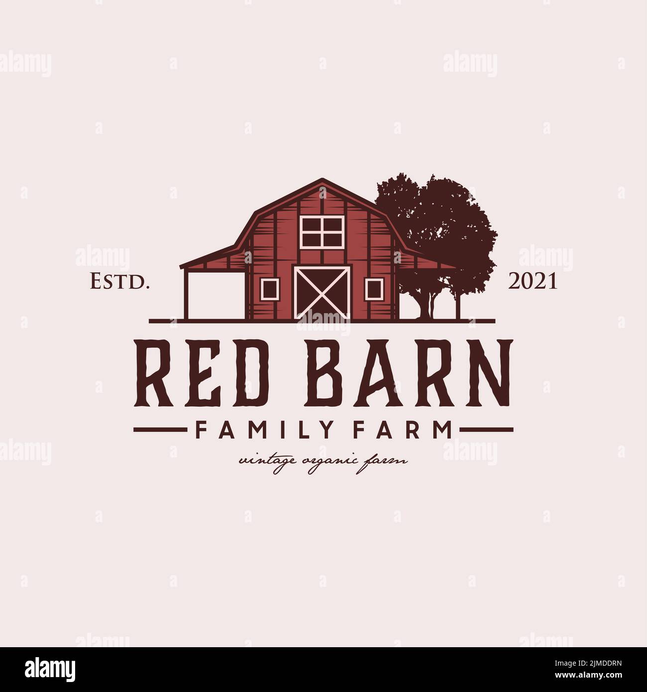 A vector illustration of a red barn family farm logo design Stock ...