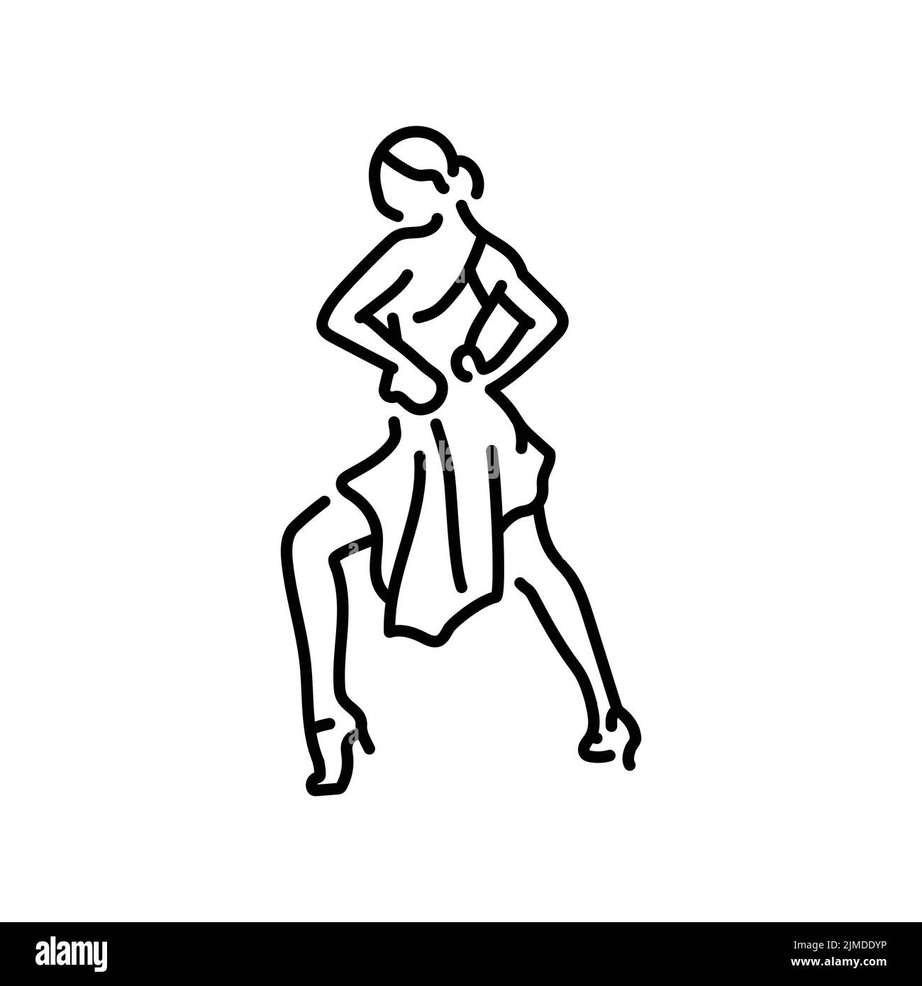 Woman dancing salsa color line icon. Latin dance. Pictogram for web page, mobile app, promo ...