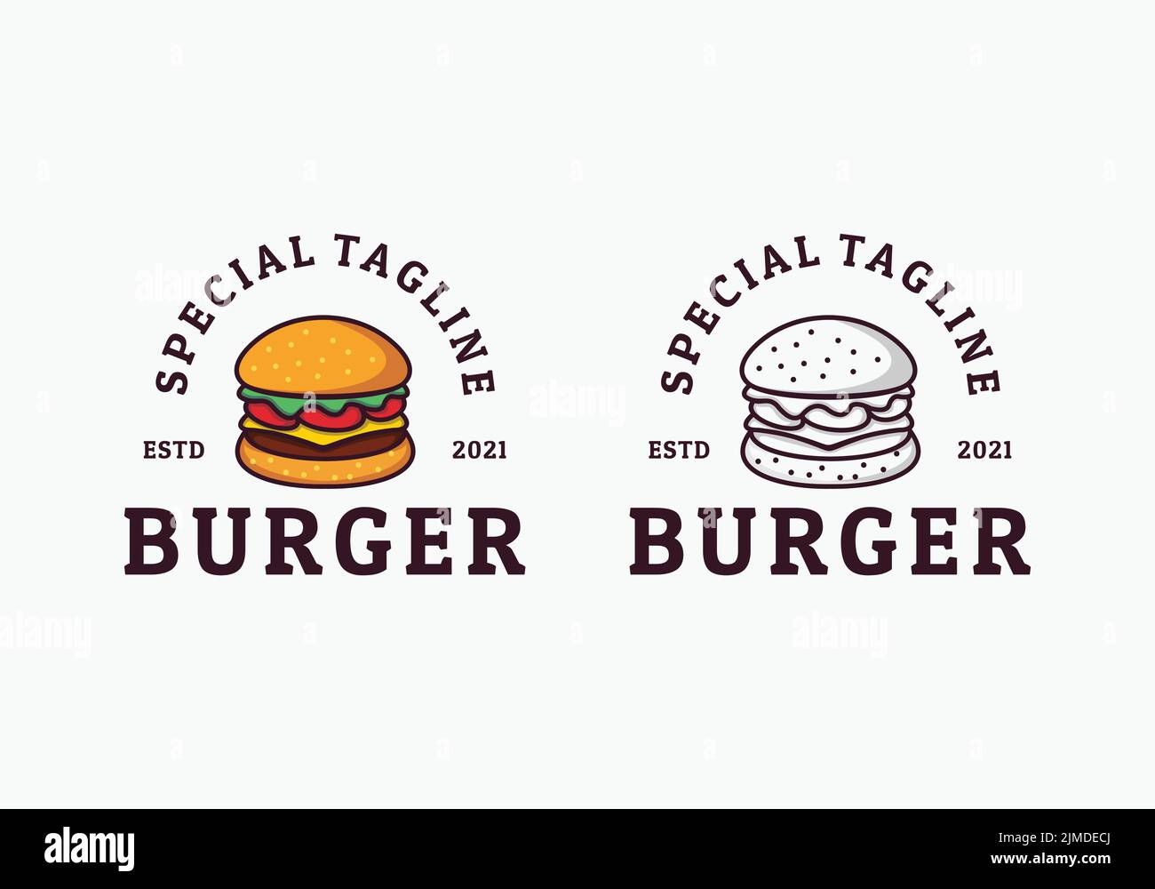 A simple illustration of burger shop equipment logo idea in two ...