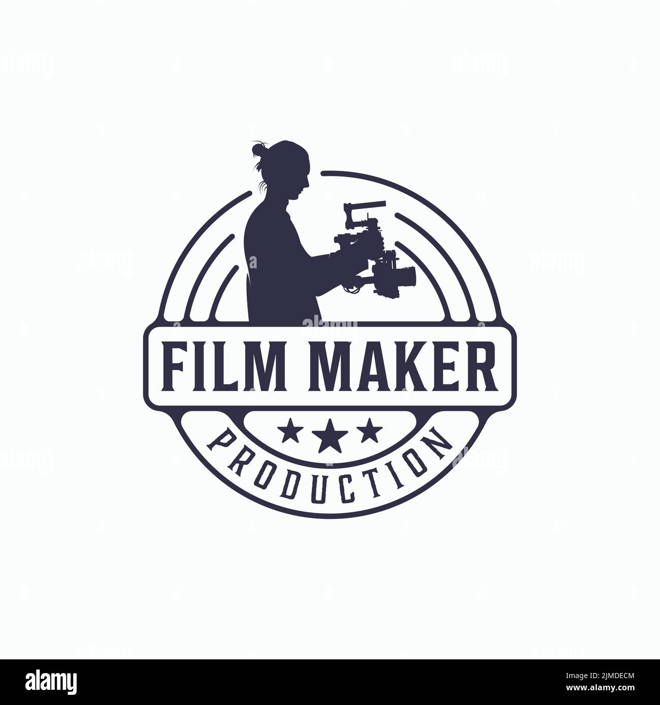 A simple illustration of a filmmaker's logo idea on a white background ...
