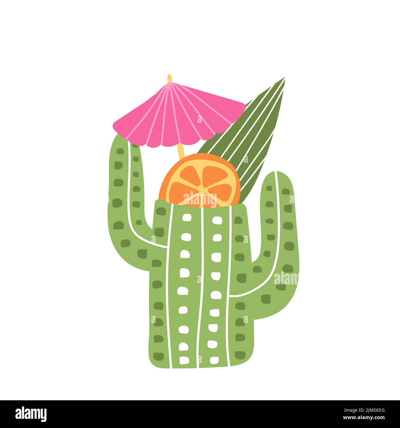 Tiki cocktail in green cactus glass. Citrus bar cocktail. Summer drink ...