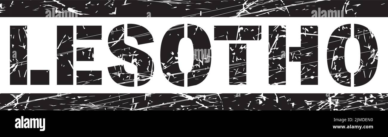 A vector illustration of the black text "Lesotho" on the white ...