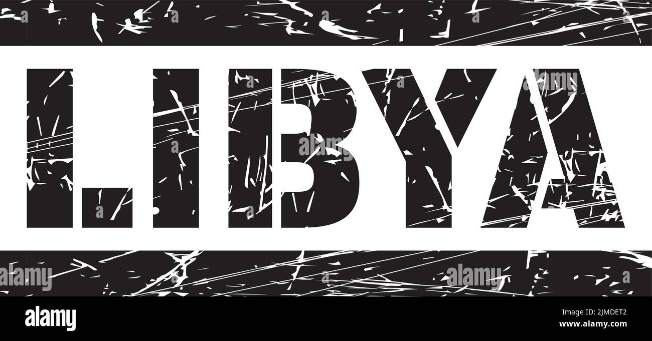 A vector illustration of the black text "Libya" on the white background ...