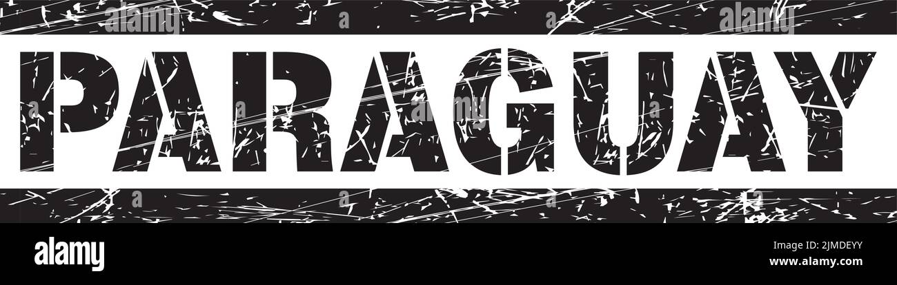 A vector illustration of the black text "Paraguay" on the white ...