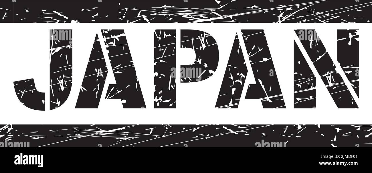 A vector illustration of the black text "Japan" on the white background ...