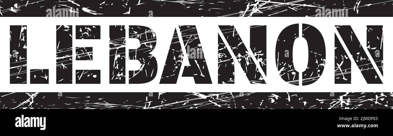 A vector illustration of the black text "Lebanon" on the white ...