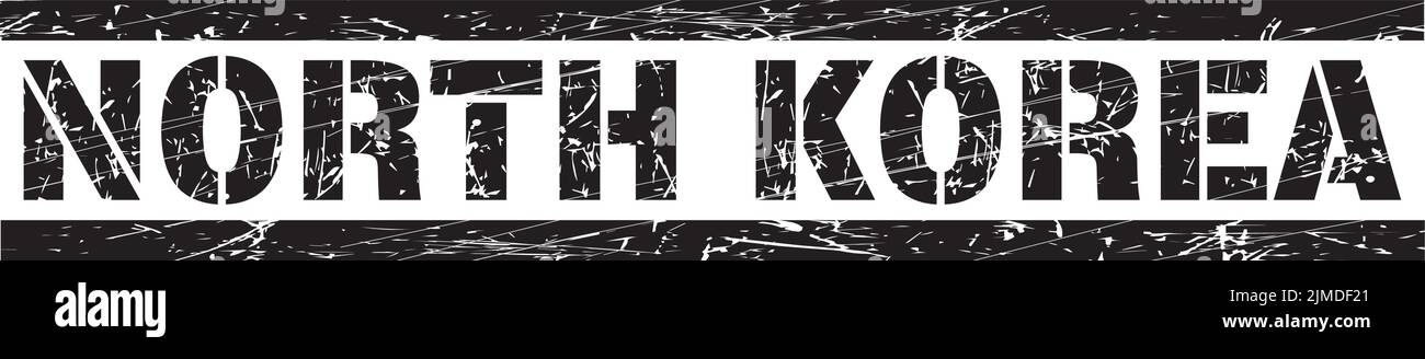 A vector illustration of the black text "North Korea" on the white ...