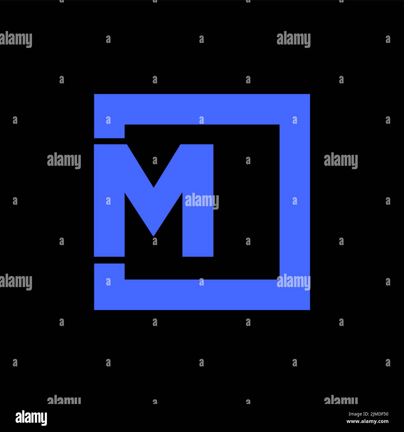 A vector of a logo with a blue letter M in the square isolated on the ...