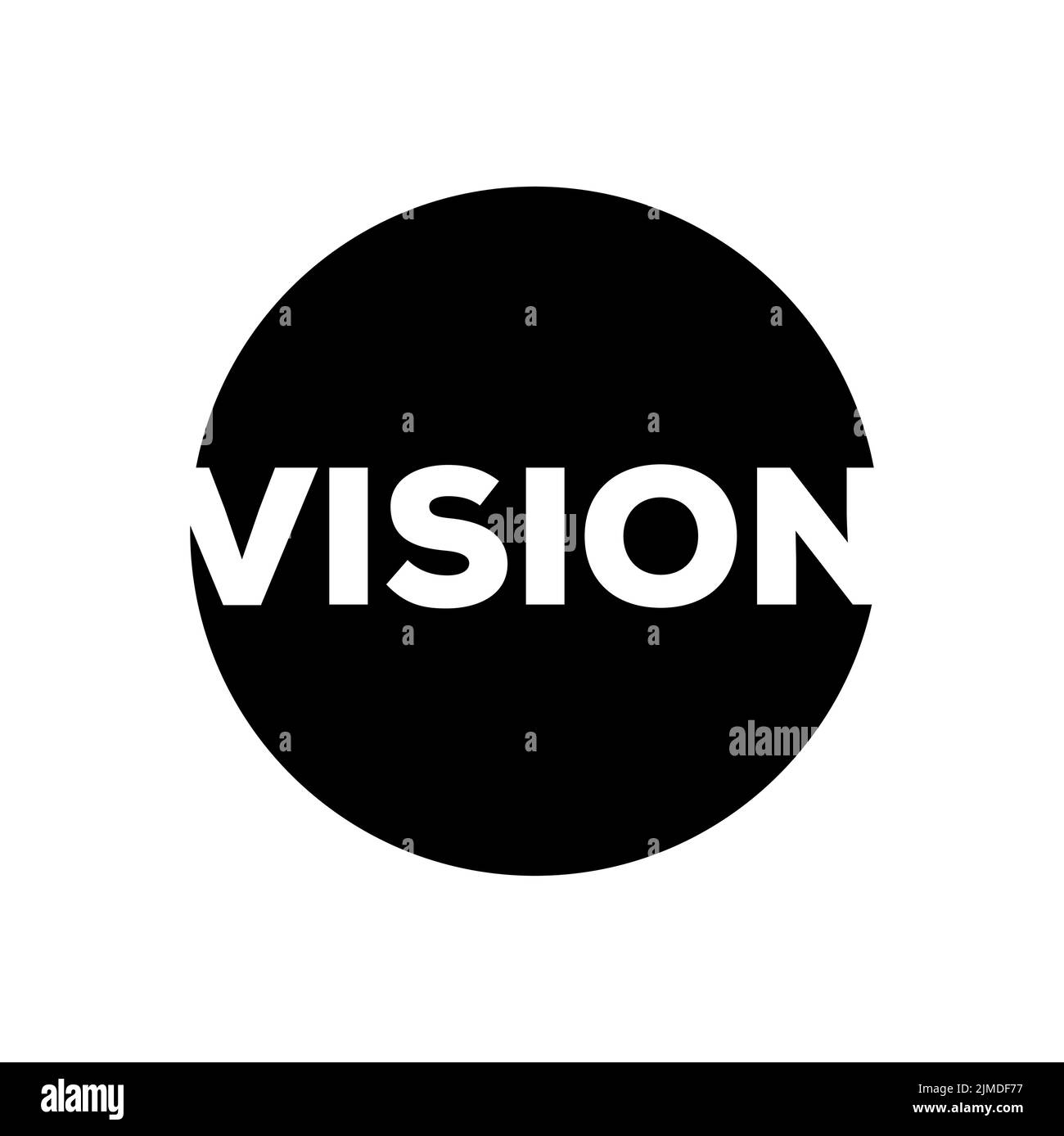 A vector of the word Vision on the black circle isolated on the white ...