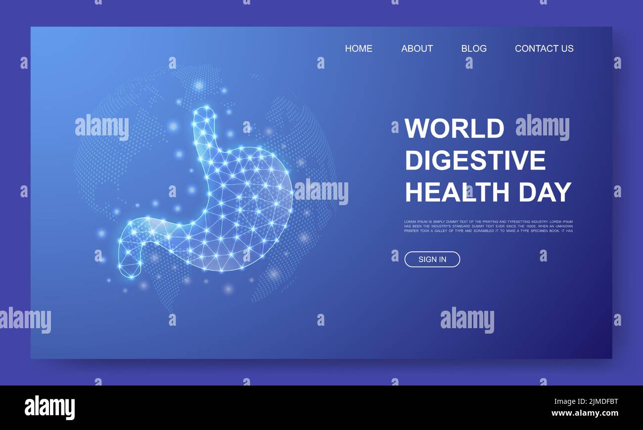 Stomach 3d low poly website template. Digestive system design ...