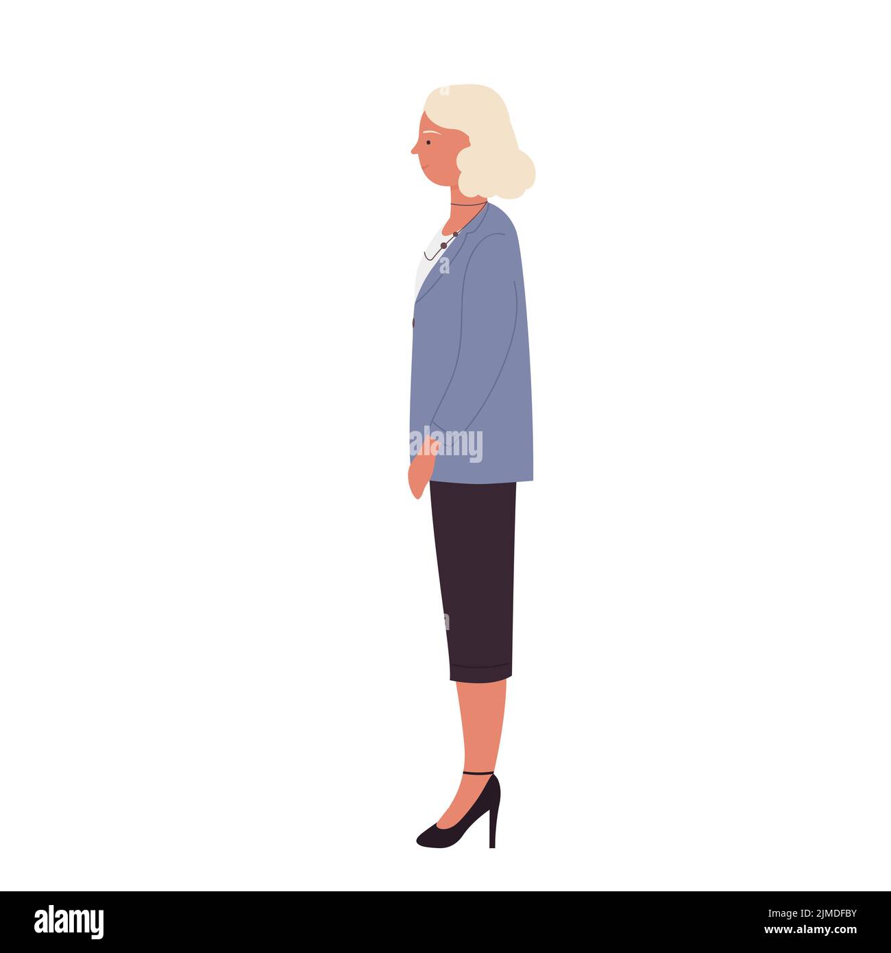 Side view of standing woman teacher. Female professor, university ...