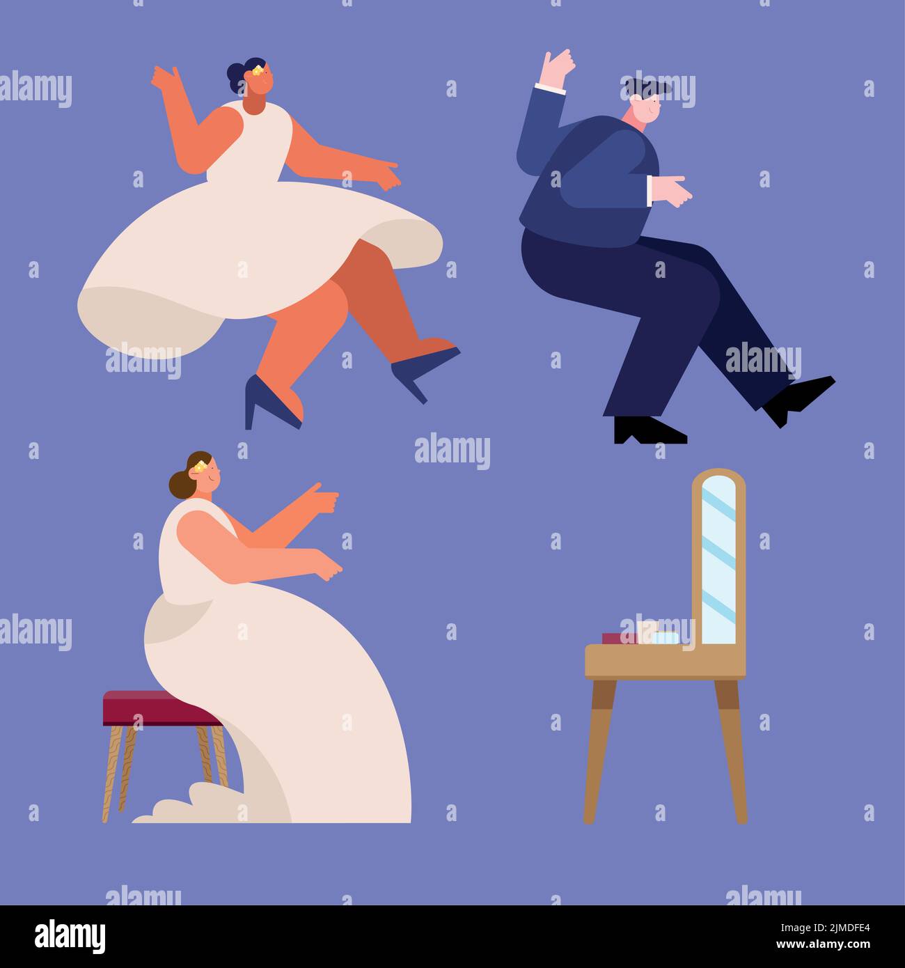 three elegants wedding characters group Stock Vector Image & Art - Alamy