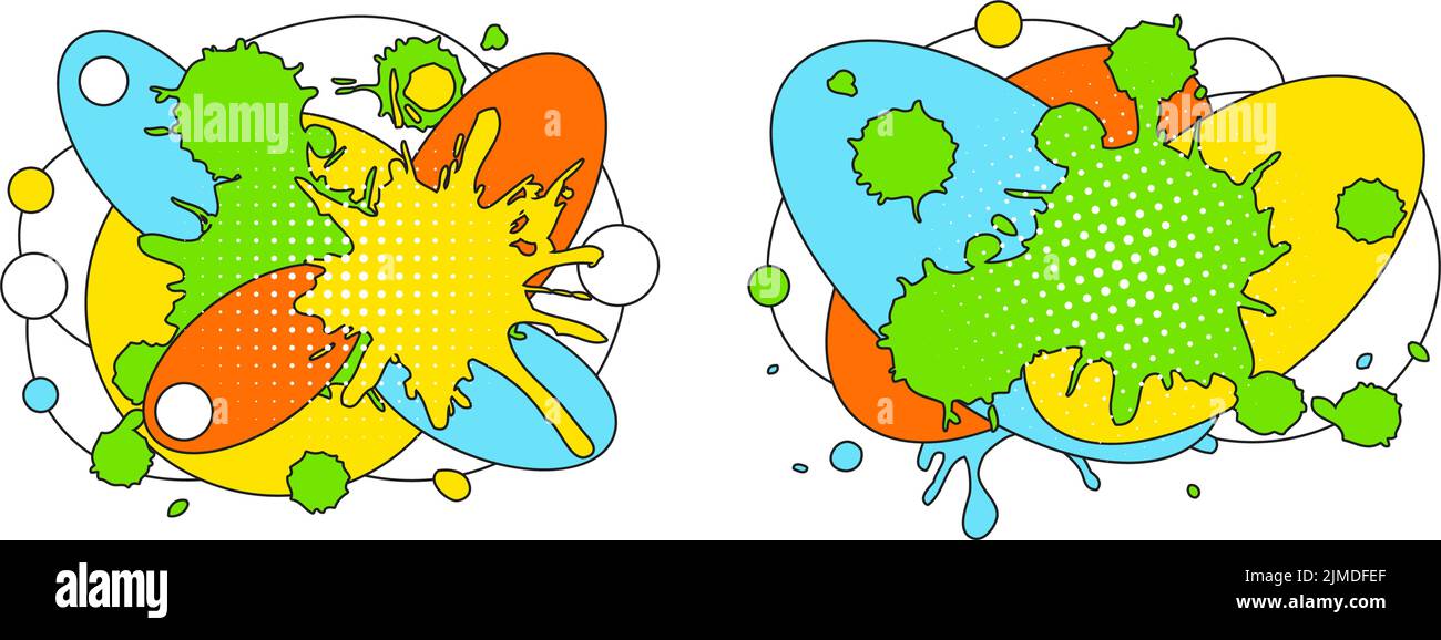 Bauhaus pop art banner. Zine background of heap of memphis circular ...