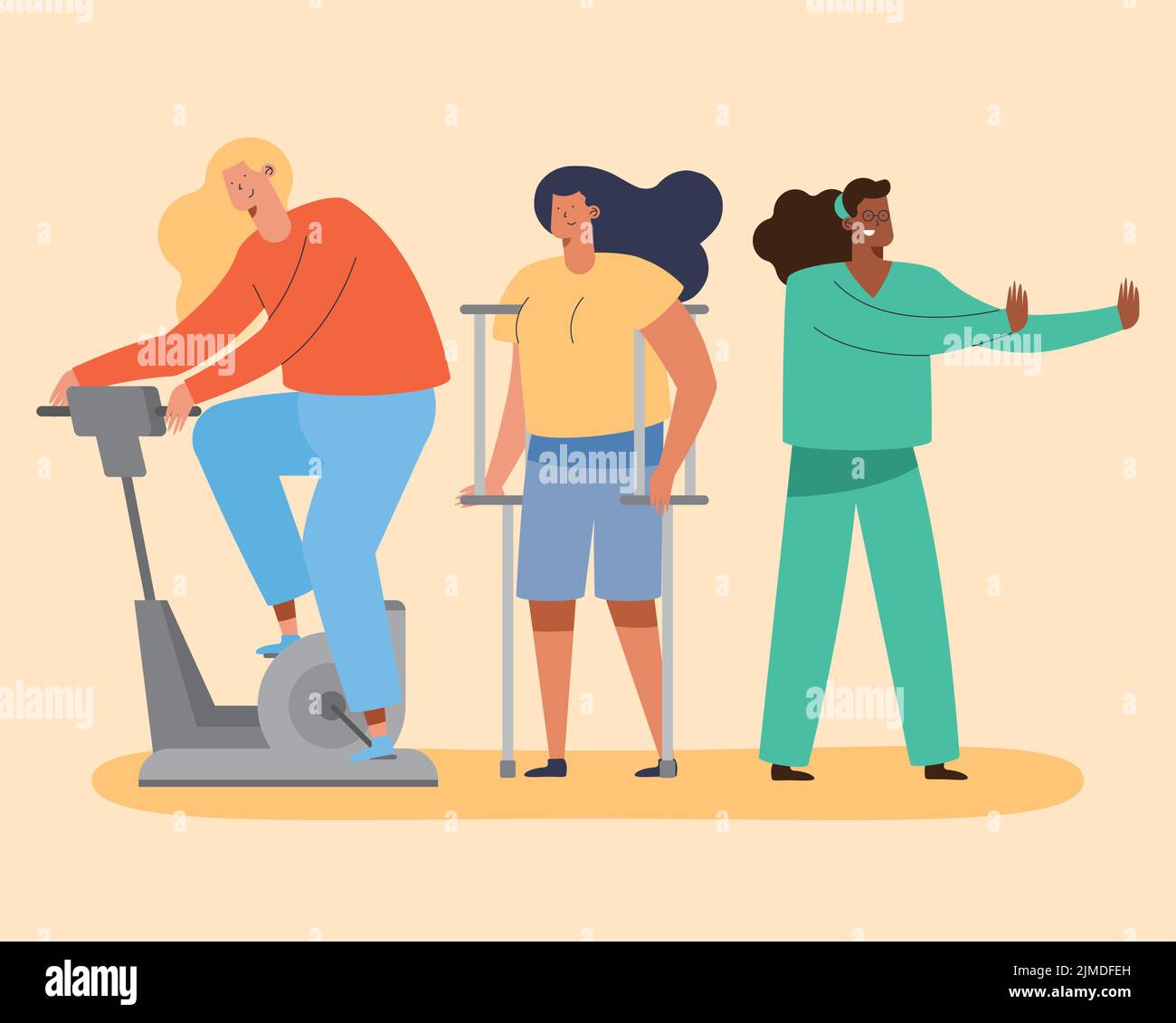 male physiotherapy patients and therapist characters Stock Vector Image ...