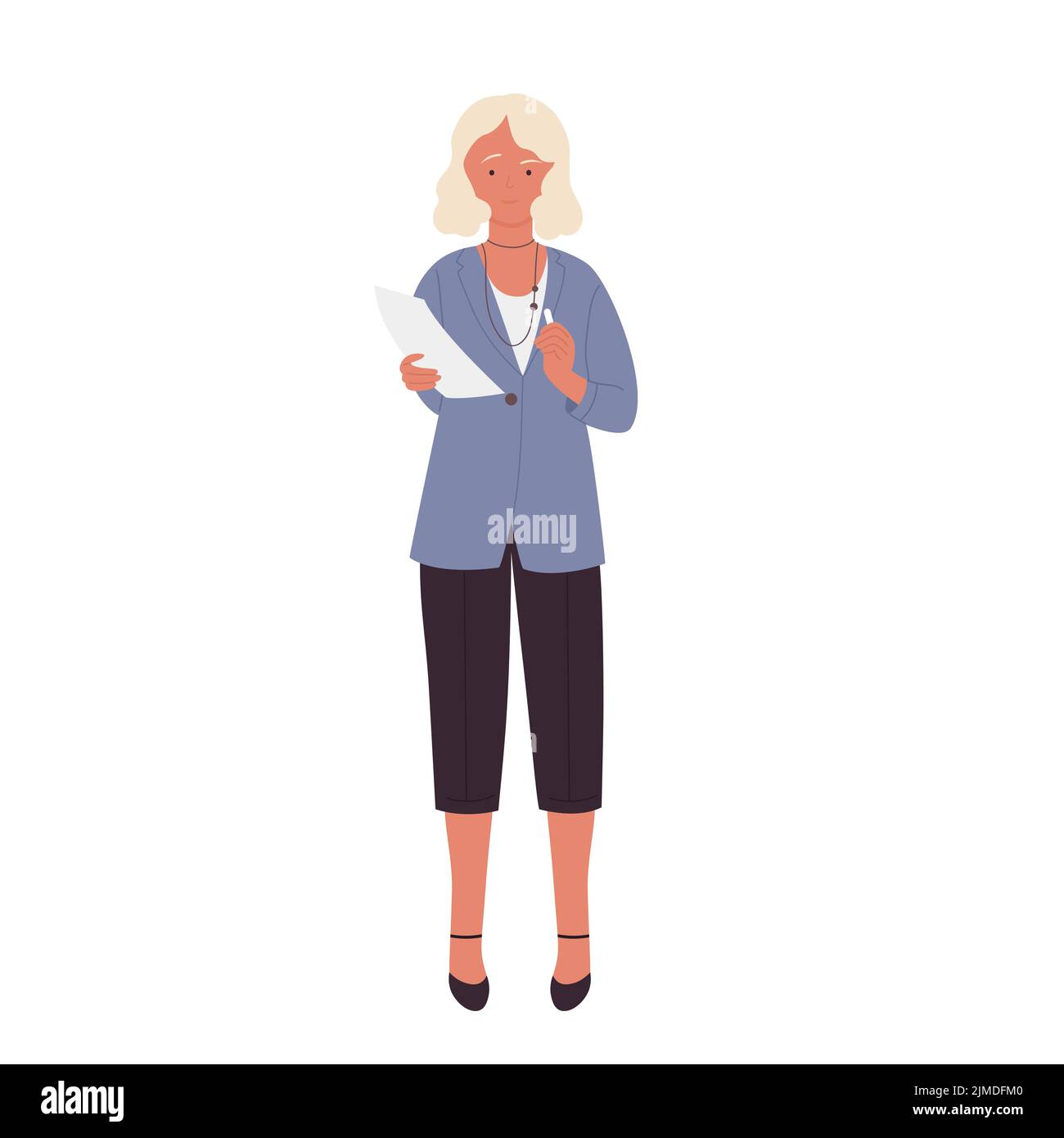 Female teacher with lesson paper. College woman professor, school ...