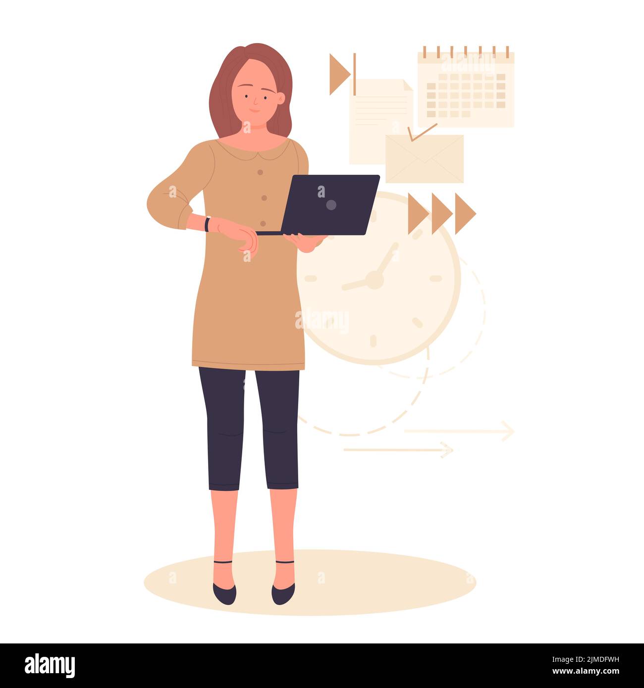 Working time management. Employee effective work, task deadline period ...