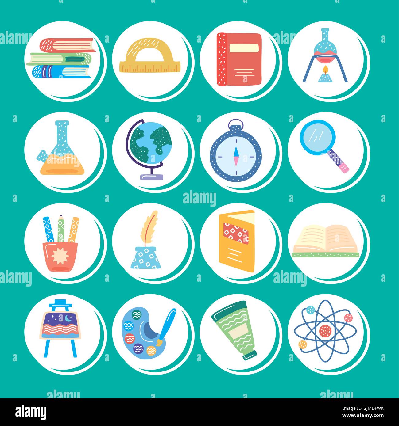 fourteen school subject set icons Stock Vector Image & Art - Alamy