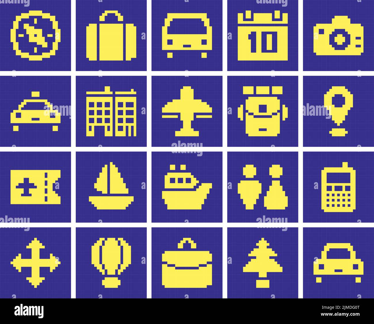 A Travel icon 8 bit pixel art style vector set Stock Vector Image & Art ...