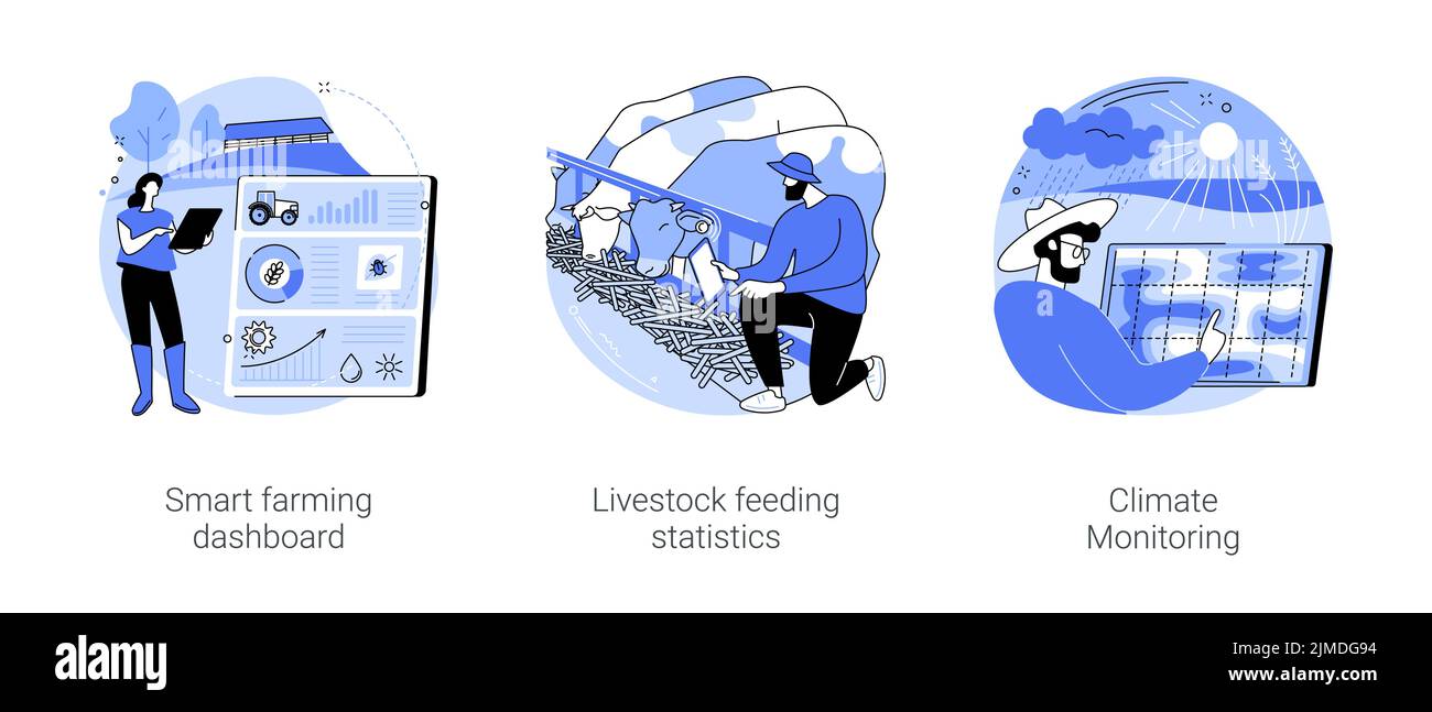 Smart farming data analysis isolated cartoon vector illustrations se ...