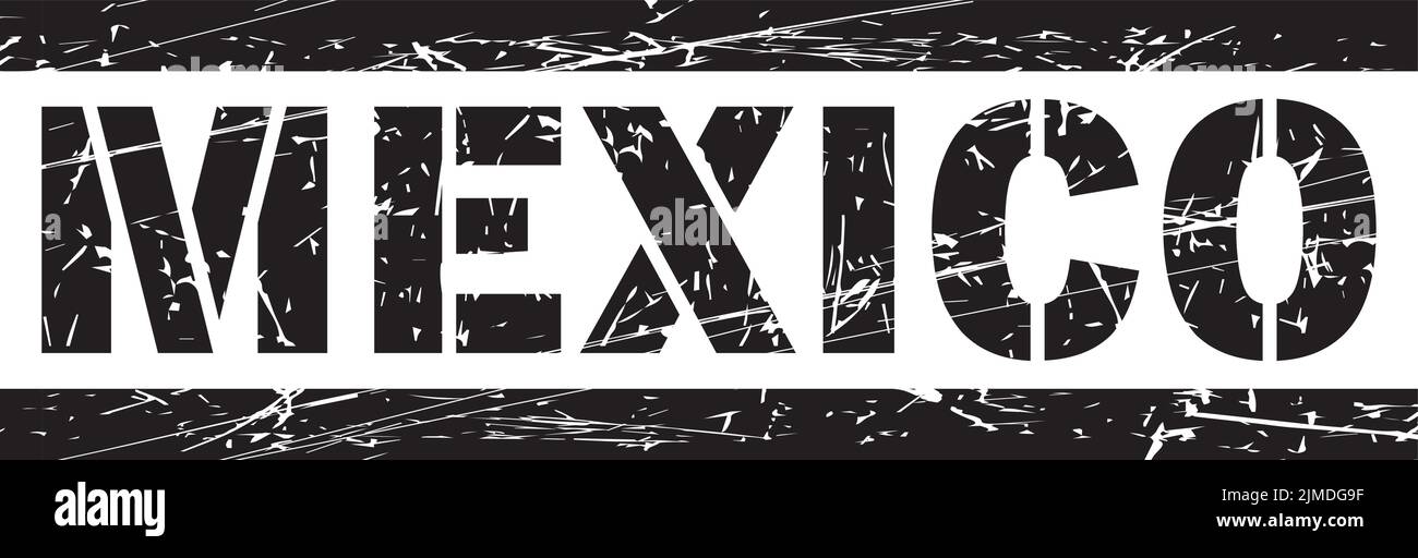 A vector illustration of the black text "Mexico" on the white ...
