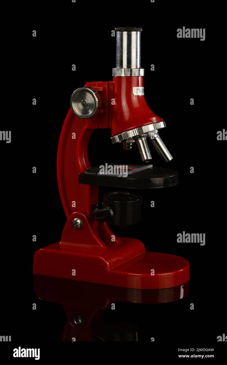 Red Scientific Microscope Stock Photo - Alamy